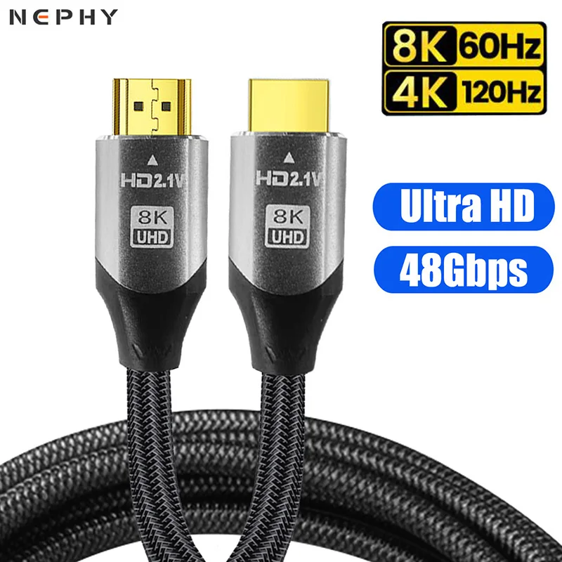 Ultra High Speed HDMI Cable 8K 60HZ 4K 120HZ For TV Box Laptop Xiaomi ...