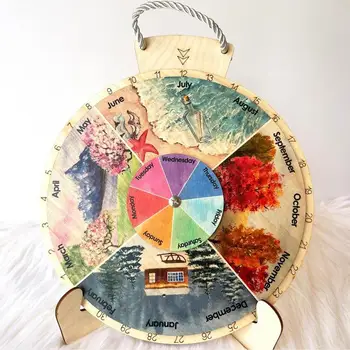 Wheel Of The Year Calendar Wooden Calendar Wall Rotary Wheel All-Season ...