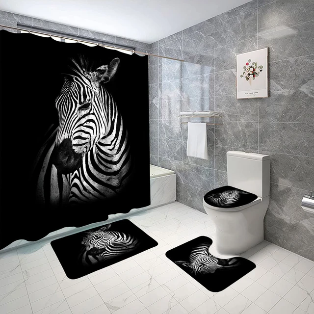 Curtain Zebra Bathroom Themes