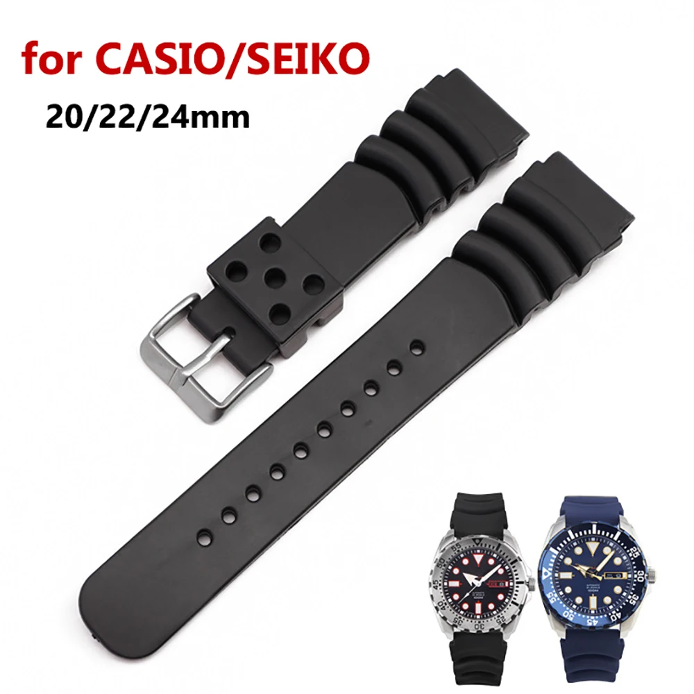 Wrist-Strap-for-Seiko-20mm-22mm-24mm-Diver-Rubber-Watch-Band-Silicone ...