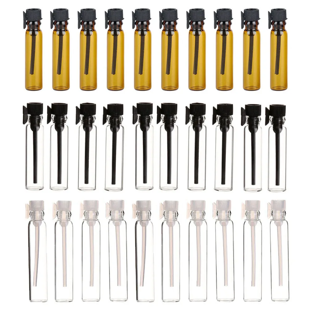 100-200-300PCS-1ML-Empty-Amber-Sample-Test-Tube-Thin-Vials-Black-Clear ...