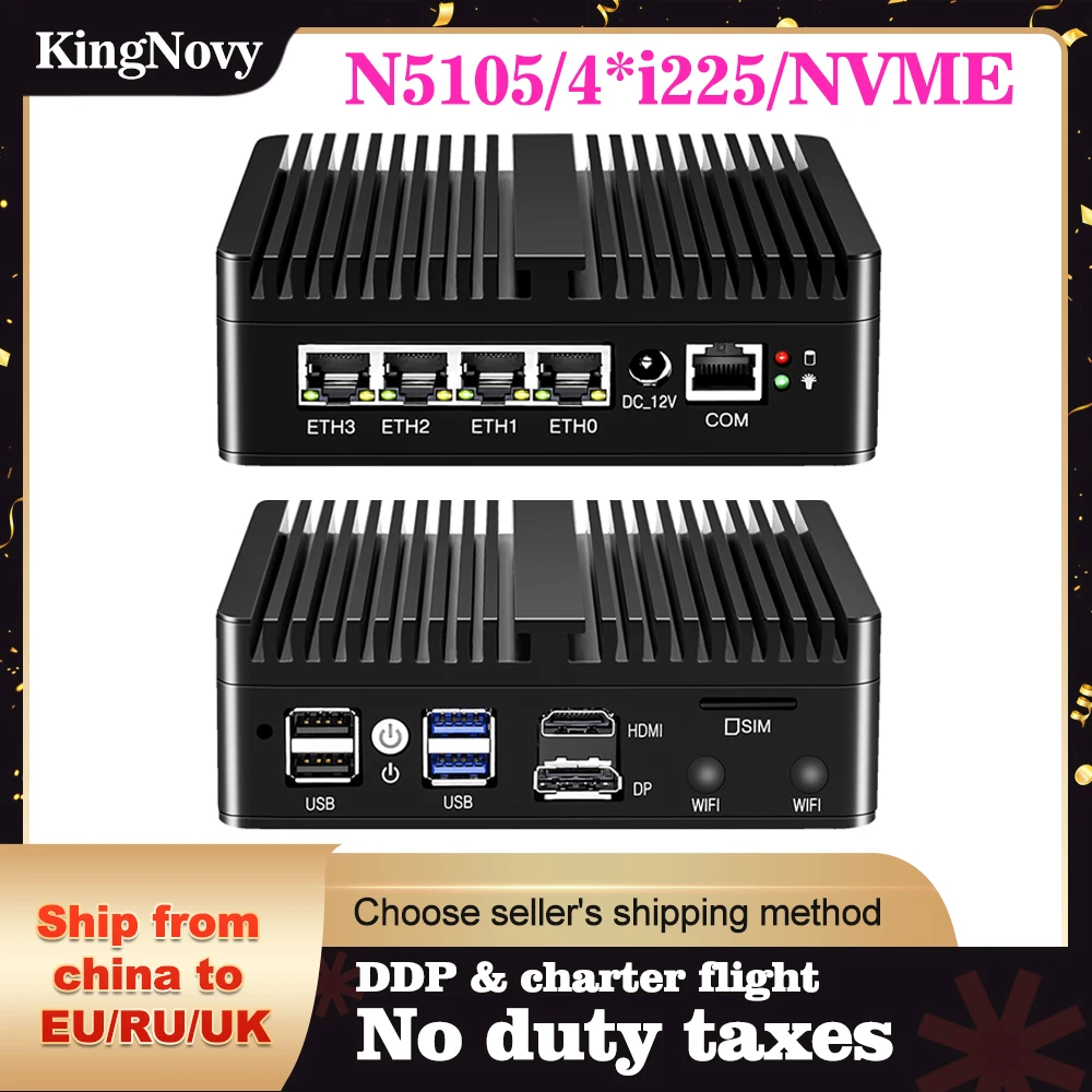 Pfsense firewall n5105 roteador 4x intel i225 i226 2.5g 2xddr4 nvme ...