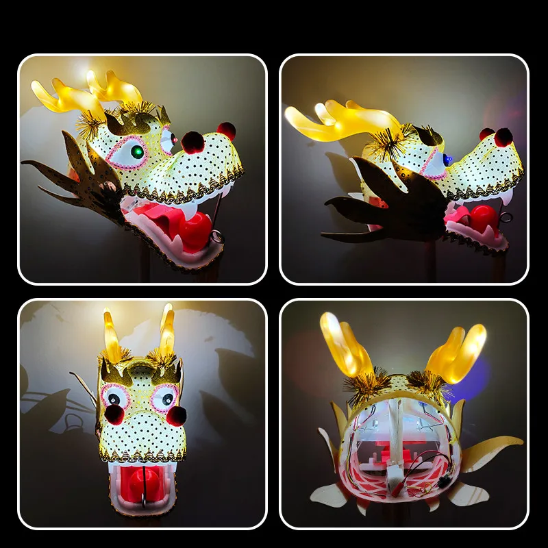 Red Black White Blue Chinese Dance Dragon Head With LED Light Fitness ...