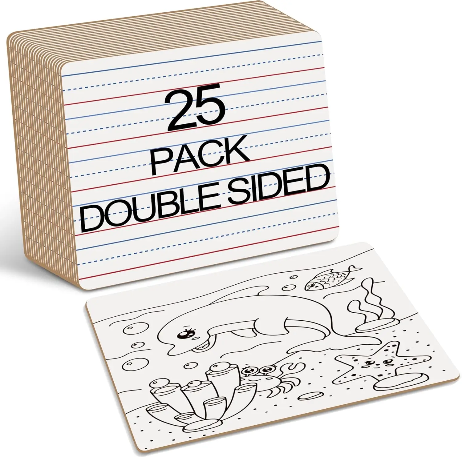 25 Pack Double Sided Small Whiteboards with Lines, 9x12 Mini Boards for ...