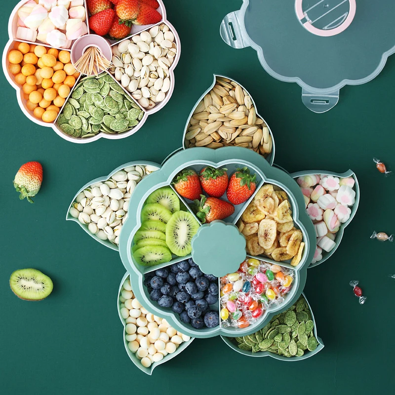 Food Tray Flower Rotating | Flower Snack Storage Box | Dried Fruit ...