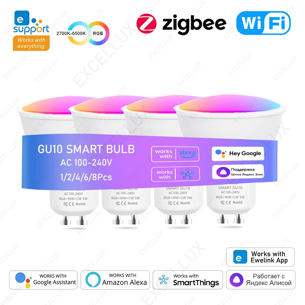 Foco-LED-GU10-Zigbee-Bombilla-inteligente-con-WiFi-RGB-C-W-regulable ...