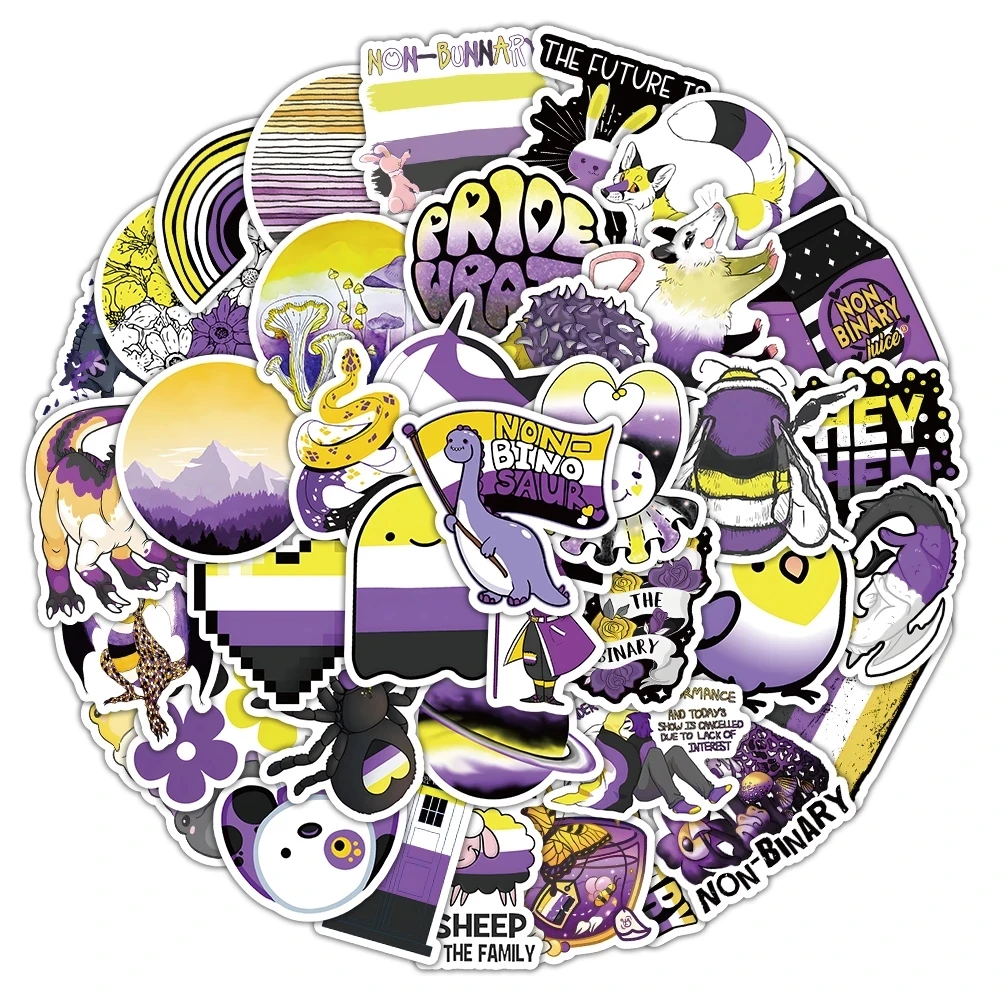 10-30-60pcs-Nonbinary-Pride-Stickers-Genderqueer-Gender-Identity ...