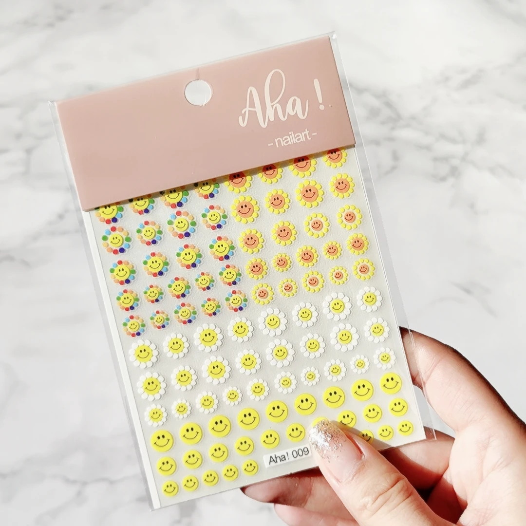 1pc SunFlower Nail Art 3D Stickers Smile Face Nail Decal Nails Manicure ...