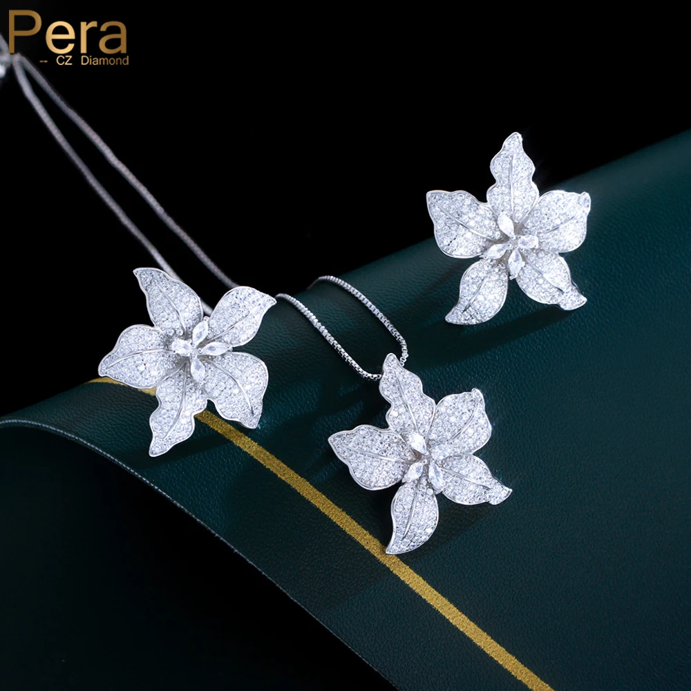 Pera-Fashion-Sparkling-White-CZ-Big-Flower-Charm-Pendant-Necklace ...