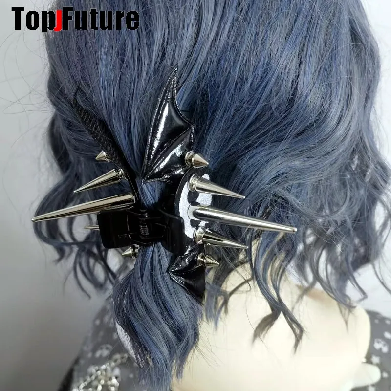 Streetwear-Gothic-Spike-Hair-Grab-Punk-Hip-Hop-Handmade-Leather-Bat ...