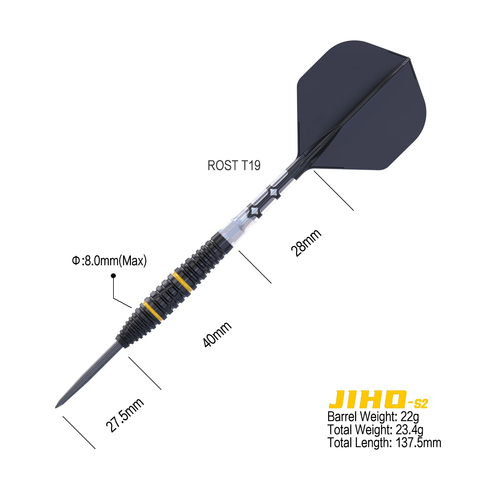 Challenge Darts CUESOUL Dazzling 22g Steel Tip 90% Tungsten Arrow Set ...