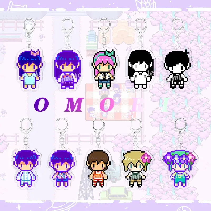 Cartoon Fashion Game Omori Pixel Figure Acrylic Keychain Fun Creative ...