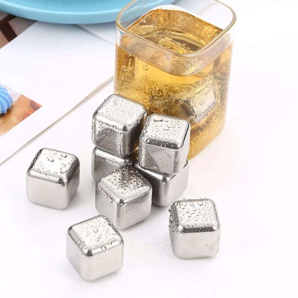 Stainless-Steel-Ice-Cubes-Reusable-Chilling-Stones-for-Whiskey-Wine ...