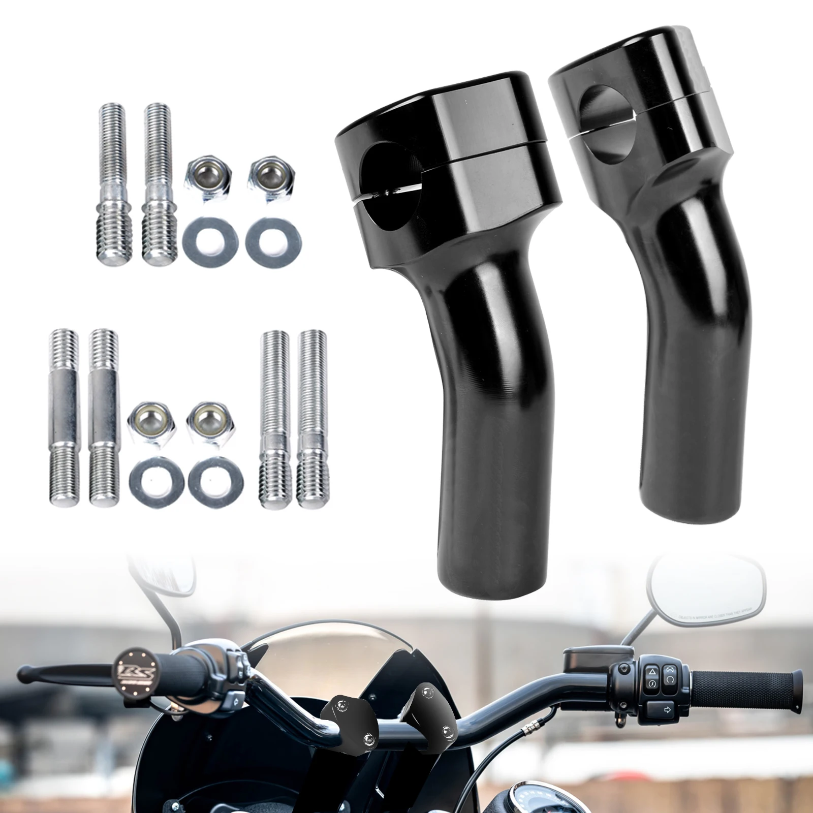 Motorcycle-Accessories-Handlebar-Riser-Bar-Mount-Handle-Clamp-Universal ...