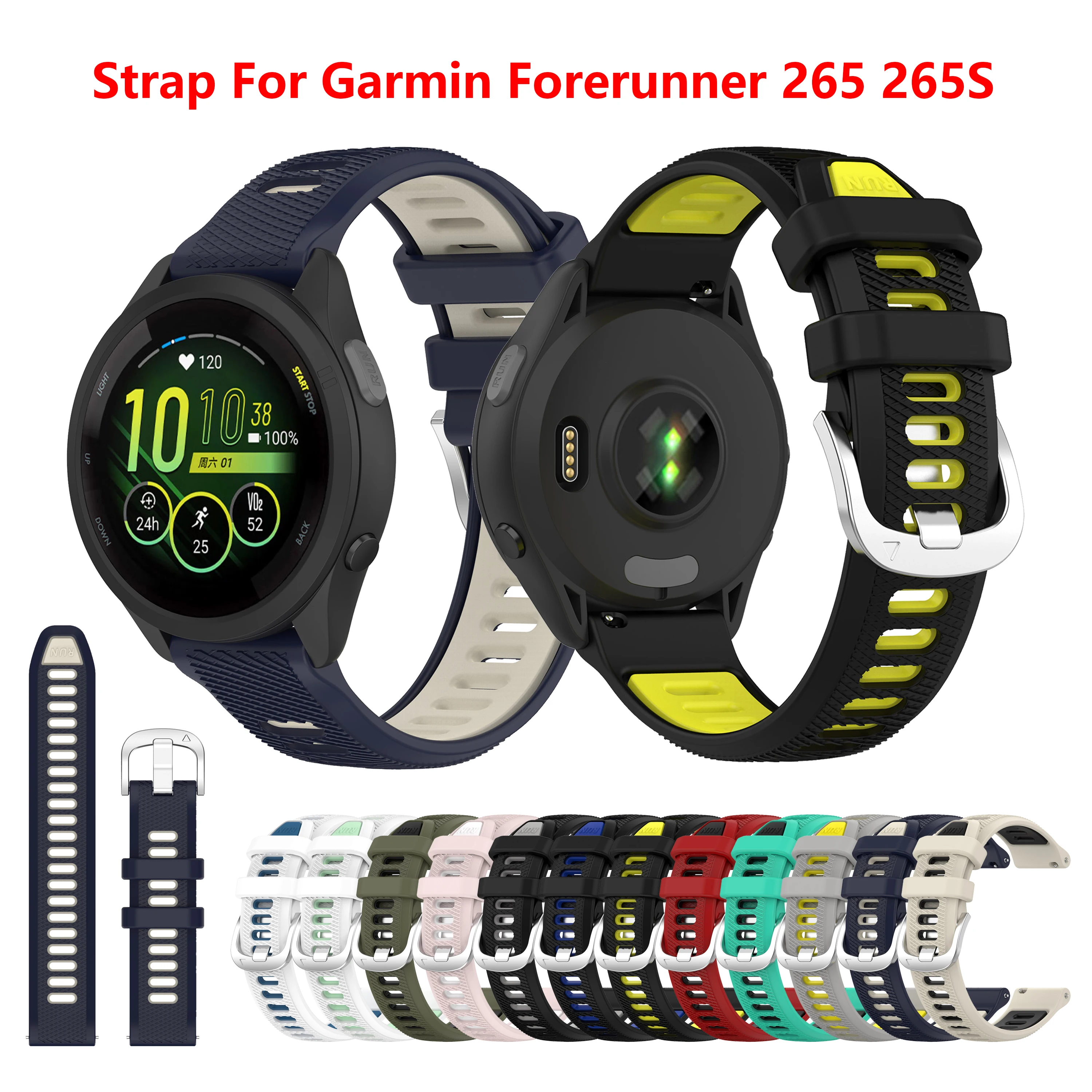 18 20 22mm watch band for garmin Forerunner 265/255/245/265S/255S/645 ...