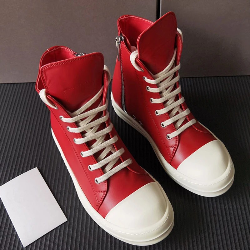 Women-s-Shoes-Leather-Sneakers-High-Top-Red-Men-s-Casual-Shoes-Popular ...