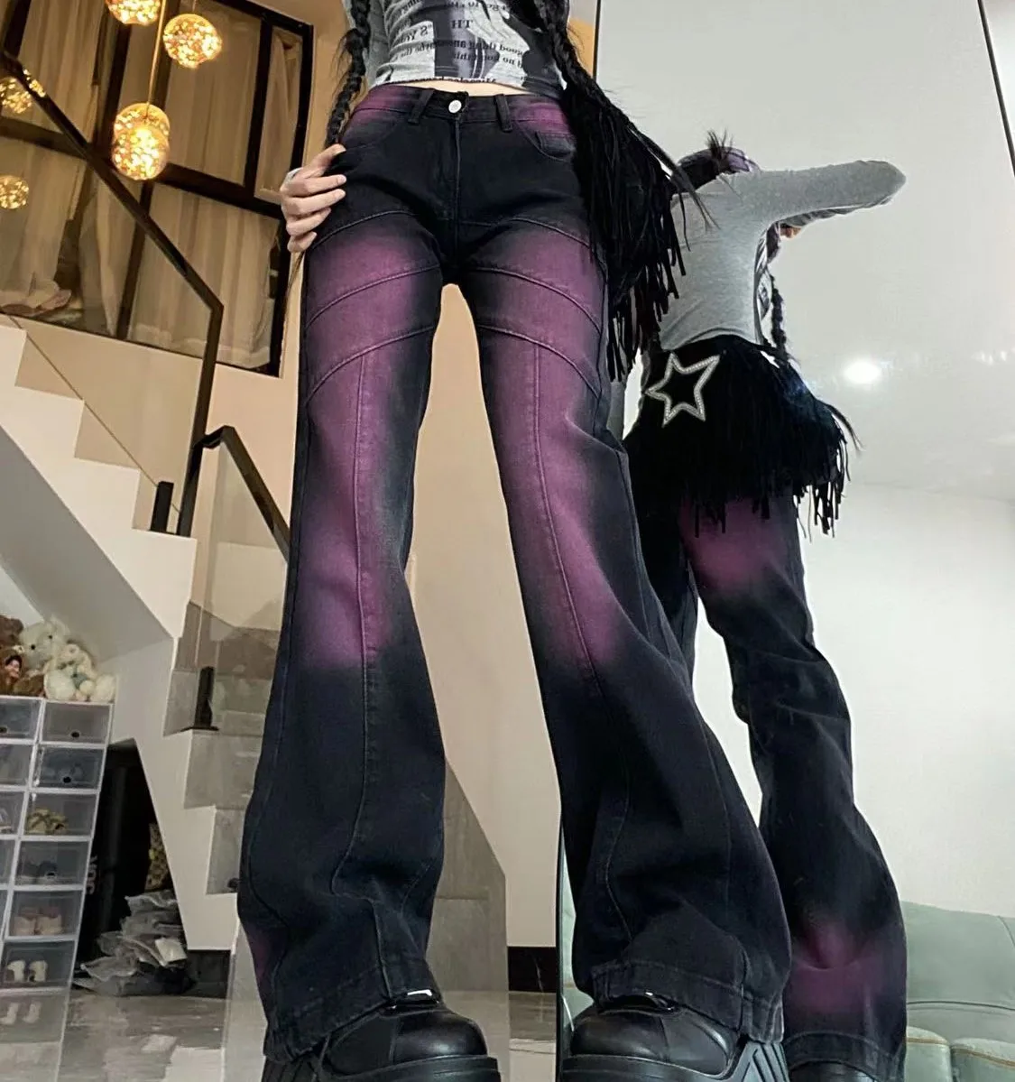 Vintage-High-waisted-Flare-Jeans-Women-American-Style-Slim-Denim-Pants ...