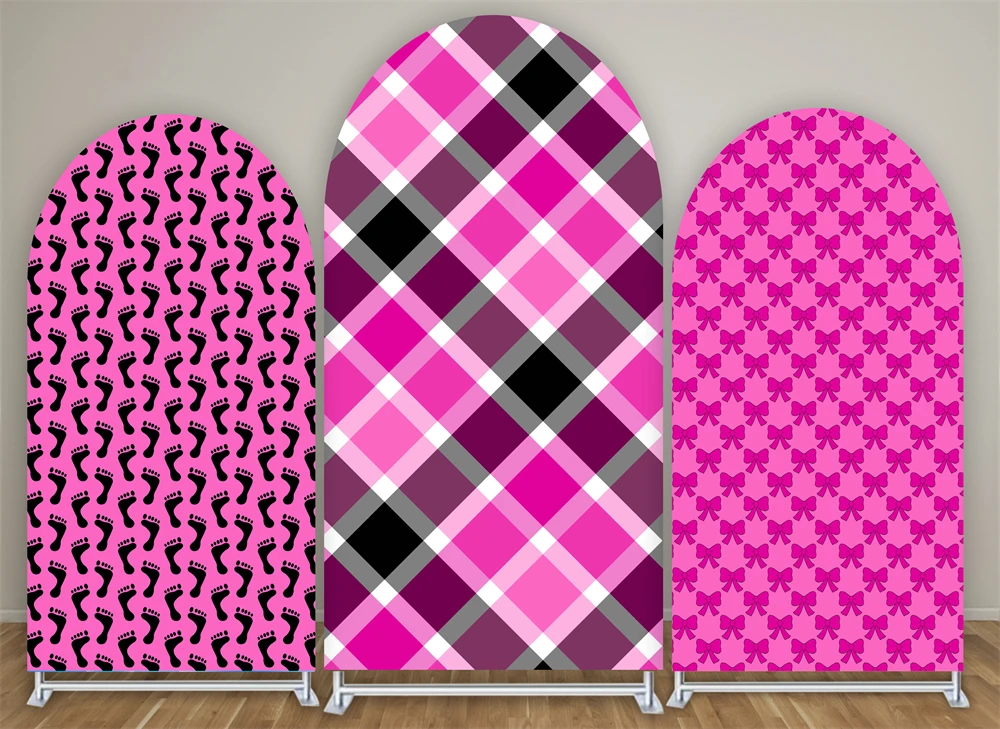 Rose-Pink-Plaid-Theme-Arch-Backdrop-Covers-for-Girls-Birthday-Parties ...