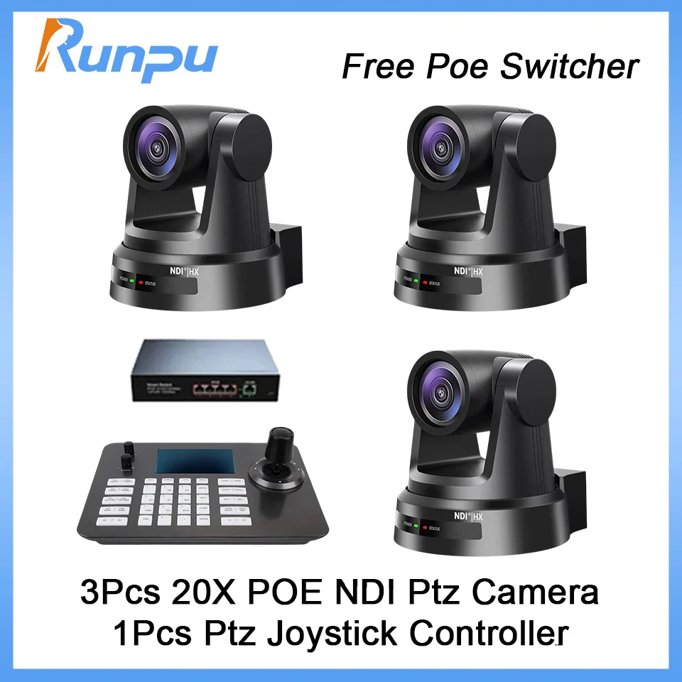 3Pcs 20x zoom SDI HDM USB3.0 NDI ptz video conference camera wIth Ai ...