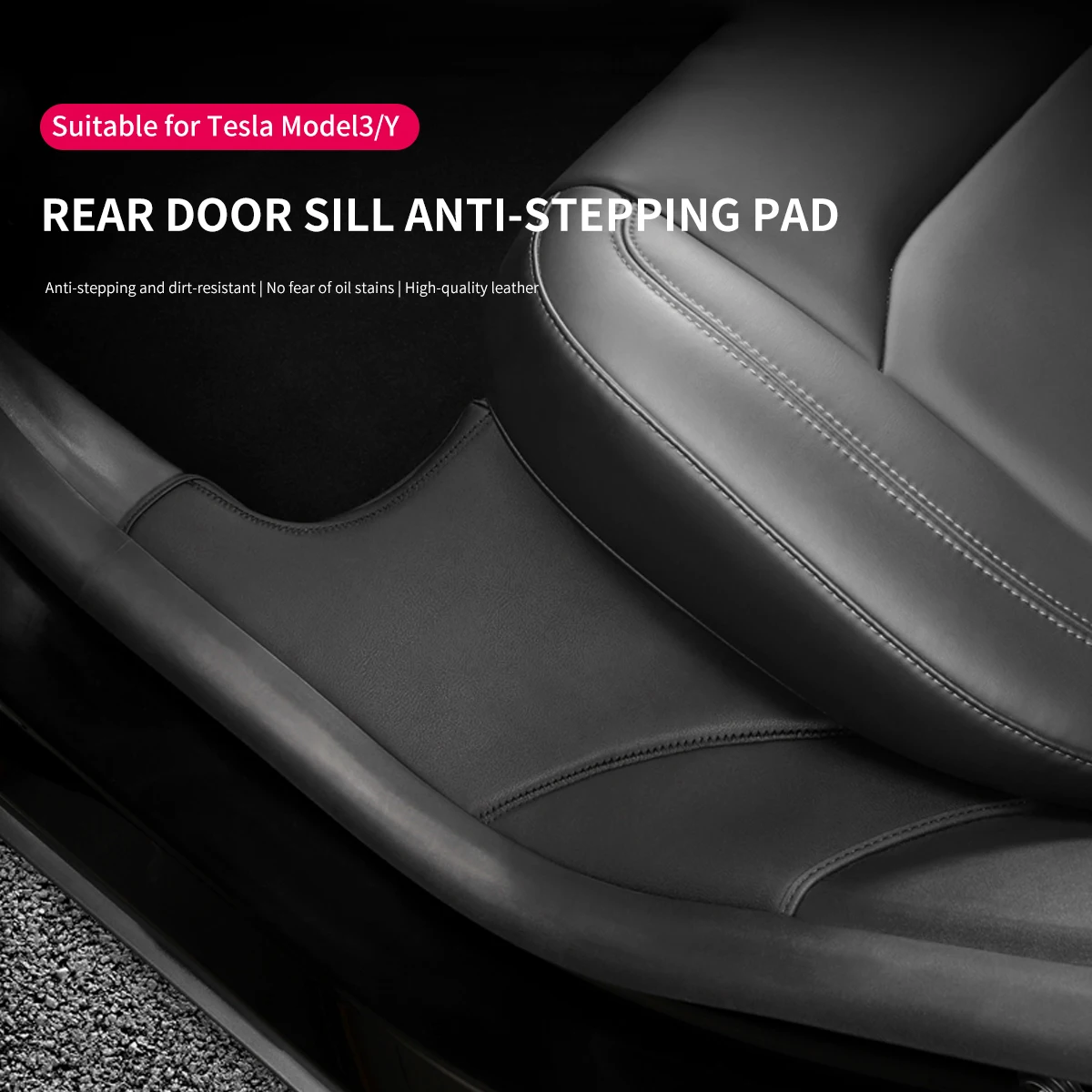 2X-Car-Rear-Door-Sill-Protective-Cover-Leather-Auto-Door-Anti-Kick-Mat ...