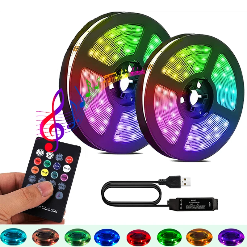 RGB-Led-Strip-Light-5050-USB-5V-Led-Tape-Light-Music-Sensor-Rgb-Led ...
