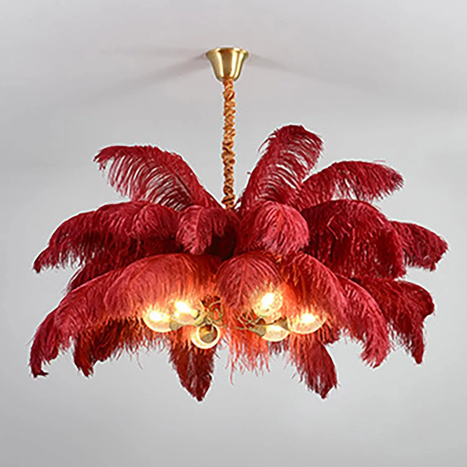Romantic-Creative-Hanging-Chandelier-Ostrich-Feather-Ceiling-Shade ...
