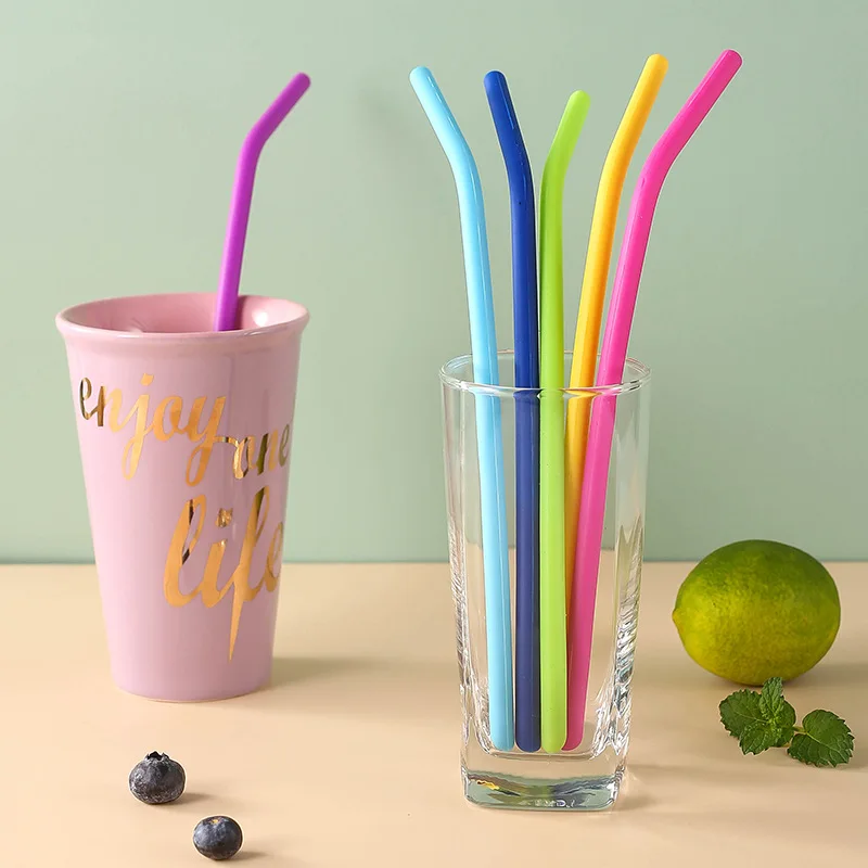 6/3/1 PCS Food Grade Colorful Silicone Straws for Children Drinking ...