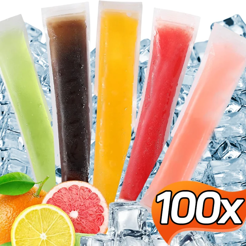 100-50Pcs-Disposable-Ice-Popsicle-Mold-Bag-Food-Grade-Plastic-Sealing ...