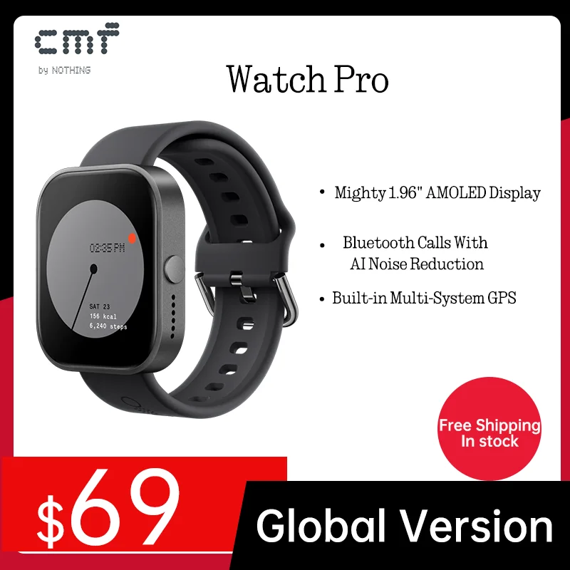 CMF-Watch-Pro-1-96-AMOLED-Bluetooth-5-3-BT-Calls-with-AI-Noise ...