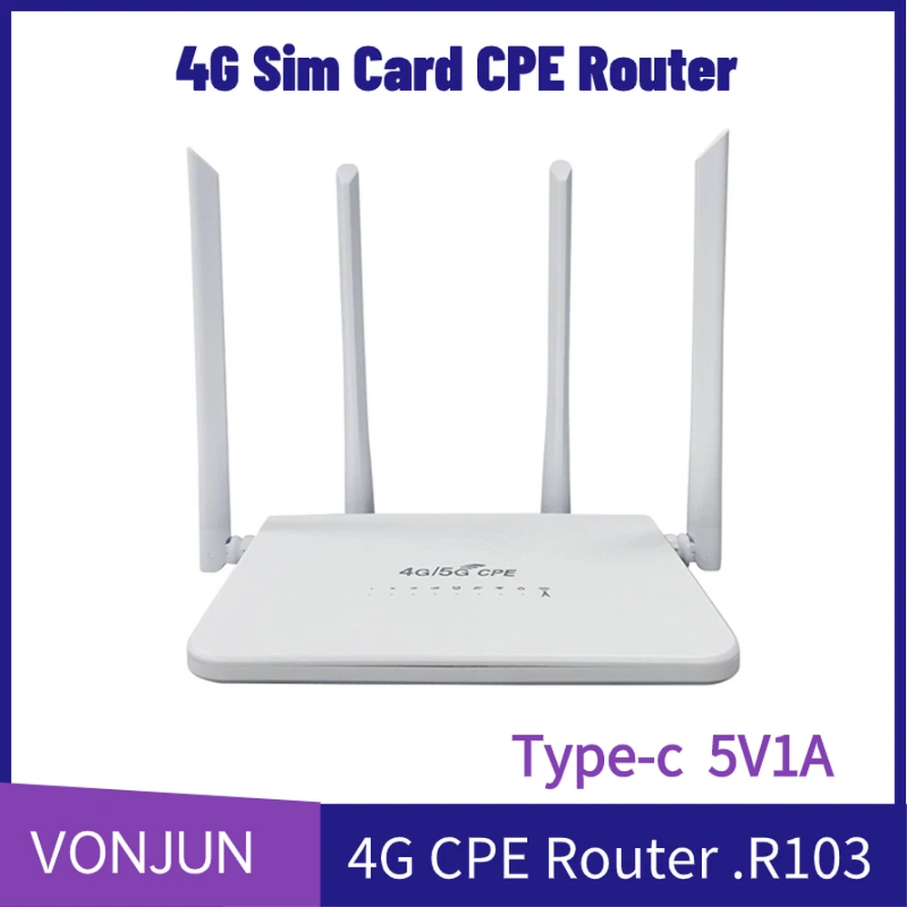 VONJUN 4G WiFi Router 300Mbps LTE Sim Card RJ45 Ethernet Network LTE ...