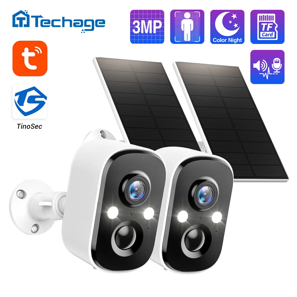 Techage-Tuya-3MP-Wireless-Sloar-Battery-IP-Camera-Outdoor-Security-WiFi ...