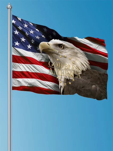 Eagle Flying With Flag