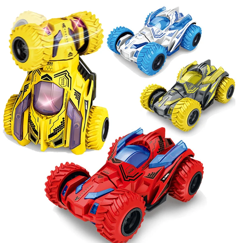 Four-wheel Double-sided Drive Inertial Toy Car Stunt Collision Rotate ...