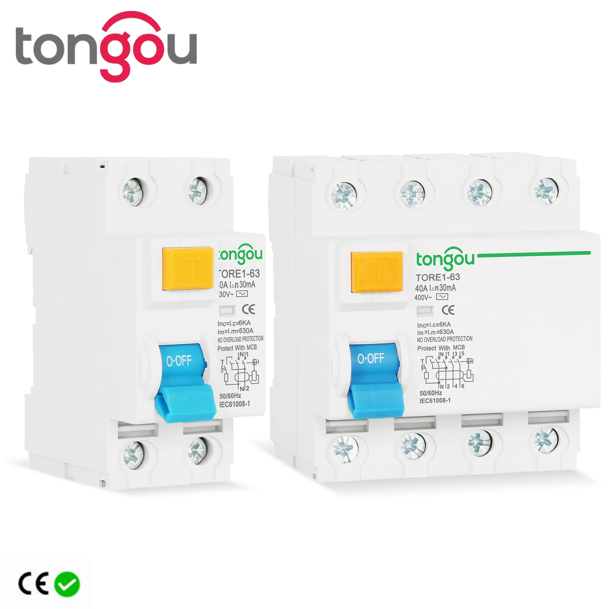 16A-63A-10mA-30mA-100mA-6KA-RCCB-RCD-230V-Electromechanic-Residual ...