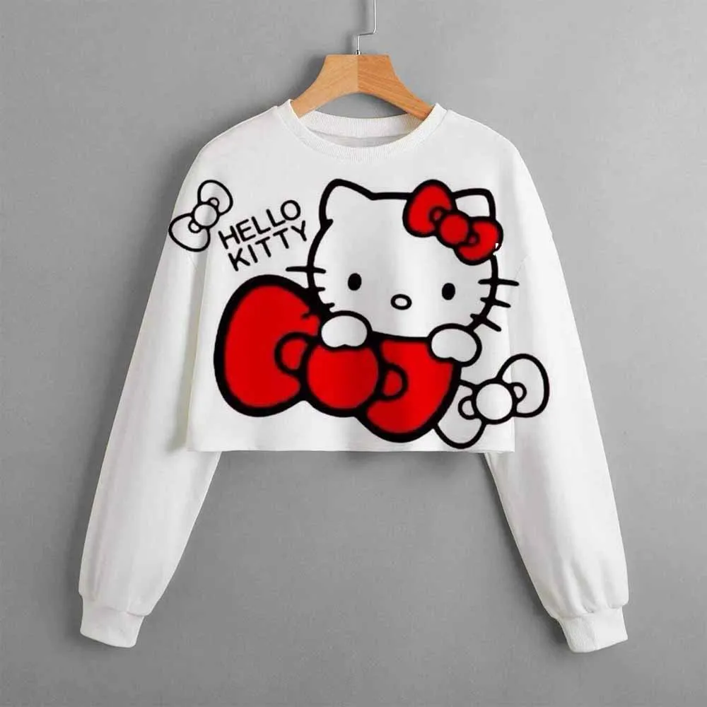Su-ter-corto-con-estampado-de-Hello-Kitty-para-ni-as-Sudadera-con ...