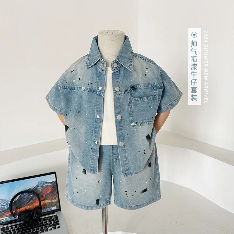 2024-Summer-New-Children-s-Clothing-Children-s-Gradient-Denim-Suit-Boys ...