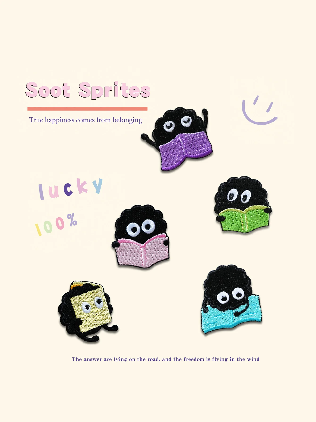 1PC Study Charcoal Sprite Embroidery Patch, Cute Soot Ball Iron-on ...