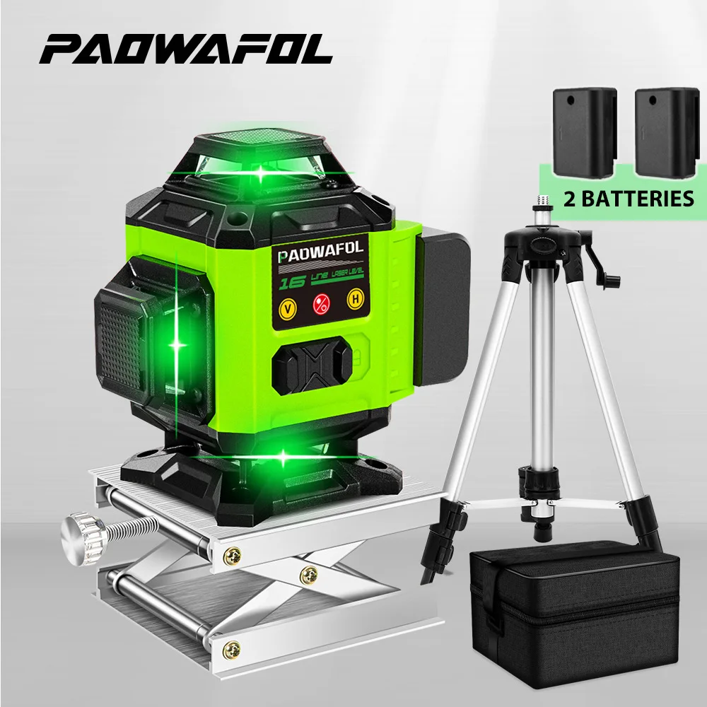 16 líneas 4D nivel láser verde autonivelante control remoto inalámbrico 360 líneas cruzadas ...