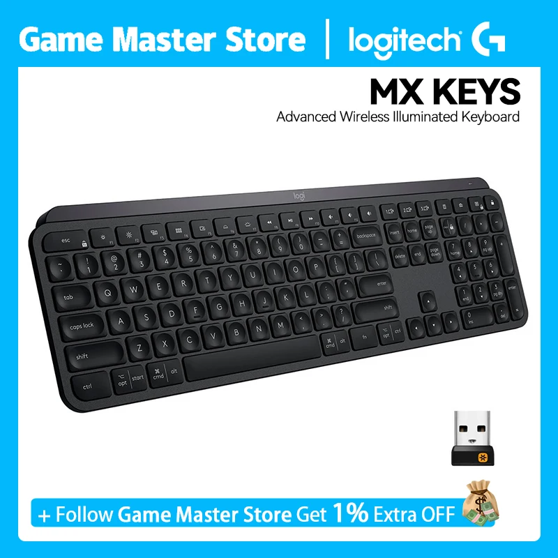 Logitech MX KEYS Wireless Keyboards Advanced Full-size mx keys logitech ...