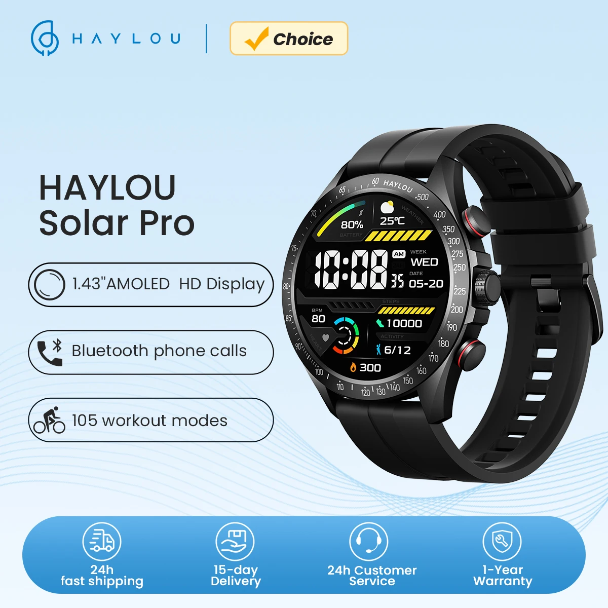 Haylou-Solar-Pro-LS18-Smart-Watch-1-43-inch-AMOLED-466-466-Bluetooth ...