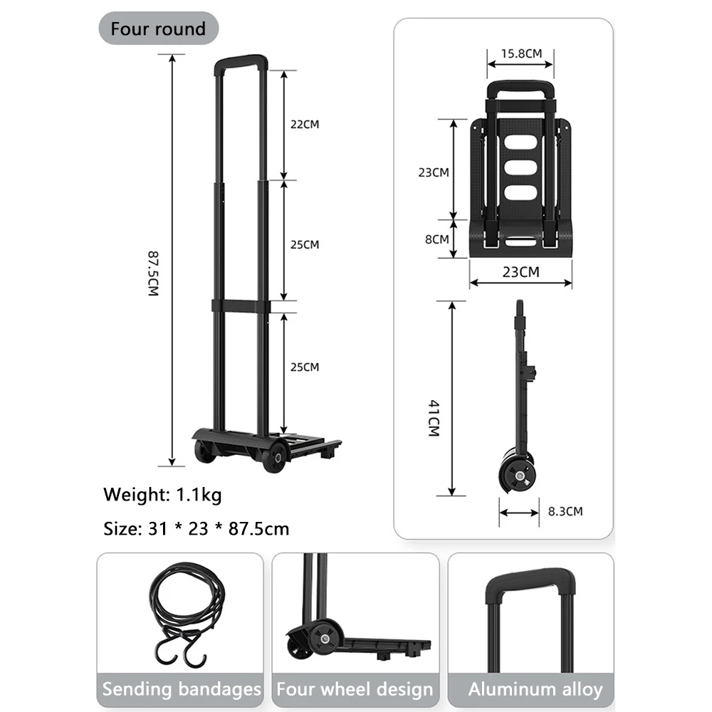 Folding-Trolley-With-Wheels-Multifunctional-Portable-Trolley-Cart-Four ...