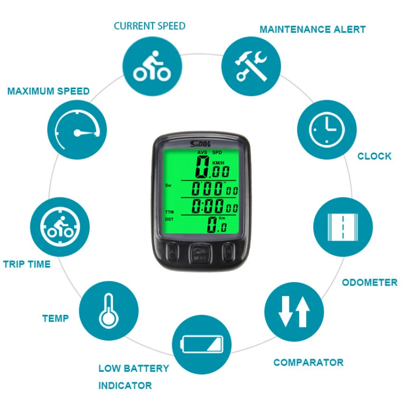 SUNDING-Bicycle-Computer-Wireless-And-Wired-MTB-Bike-Cycling-Odometer ...