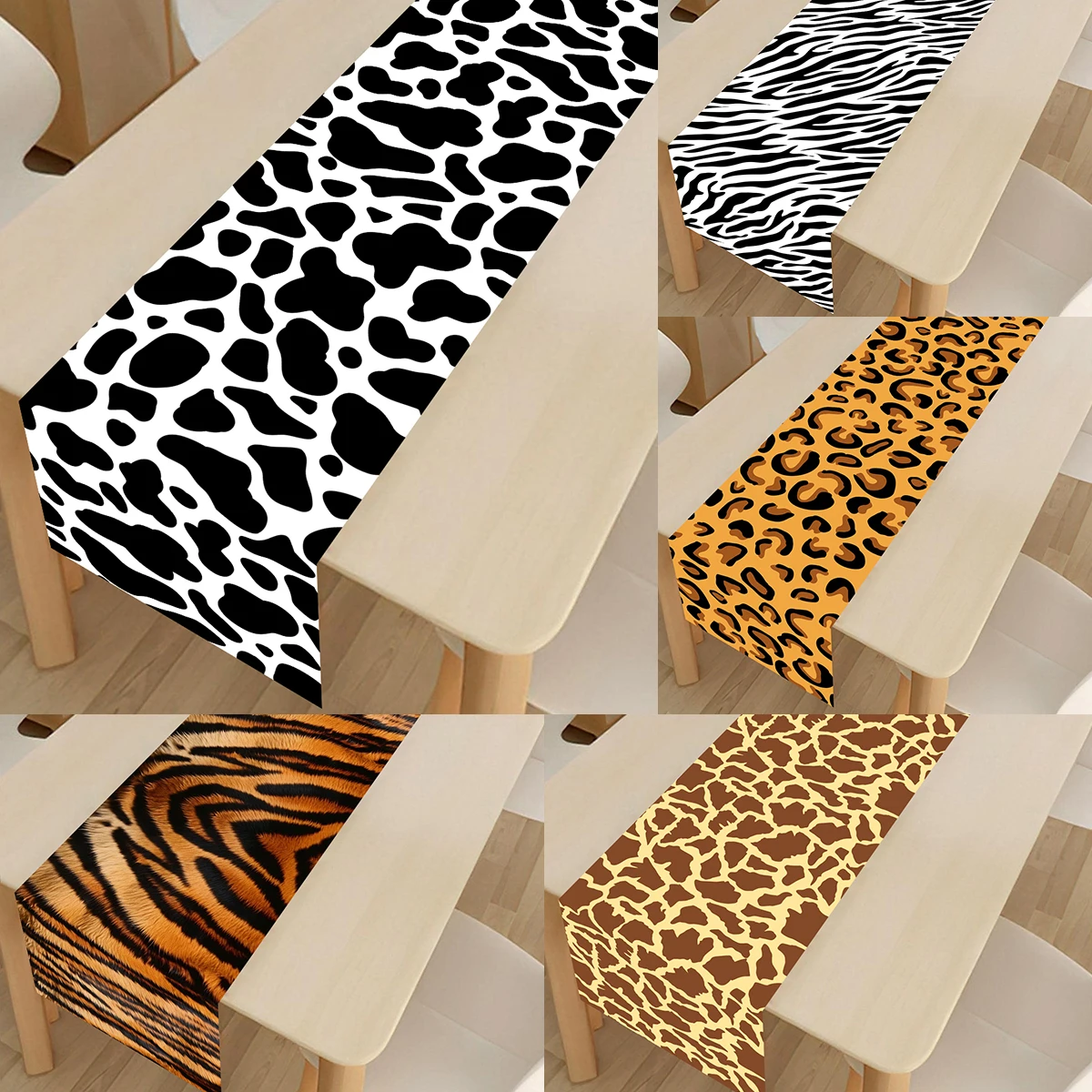 Animal-Leopard-Print-Table-Runner-Cow-Cheetah-Table-Cover-Jungle-Safari ...