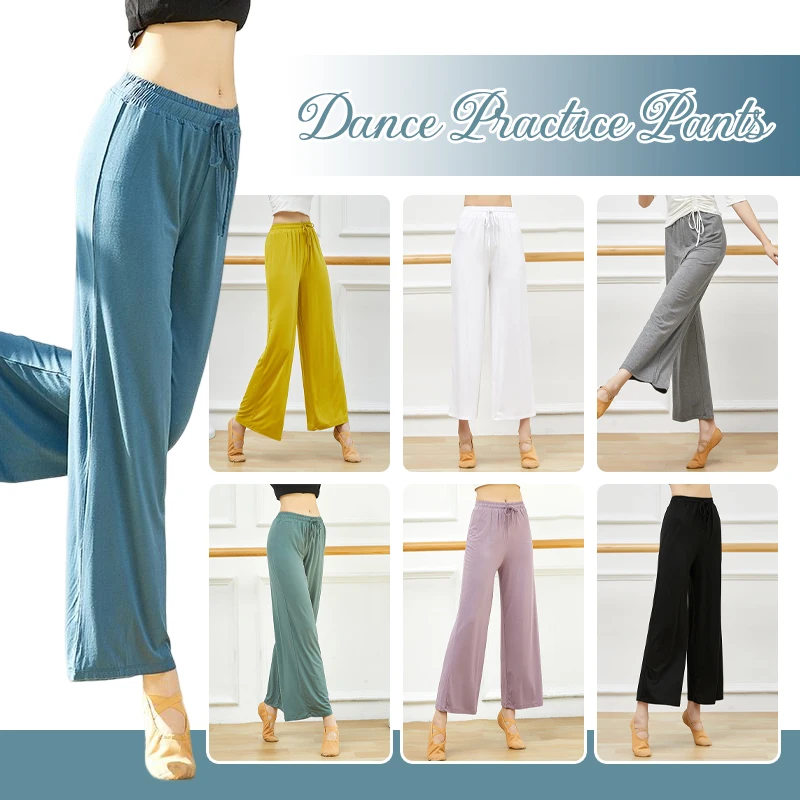 Classical Dance Pants Practice Clothes High Waist Straight Wide Leg ...