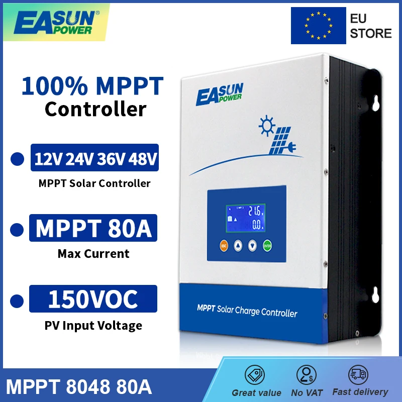 EASUN MPPT Solar Controller 80A PV Input 150V 3 Stage Solar Charge Regulator For 12V 24V 36V 48V ...