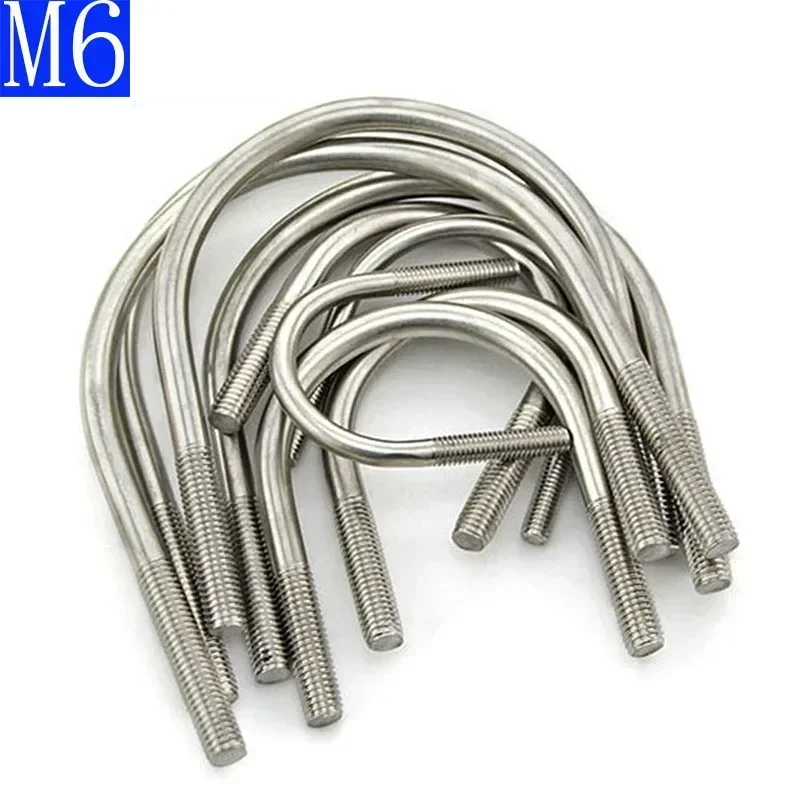 M6 6mm 304 Stainless Steel A2 U-Bolts Round Bend U-Bolt U Clamp screws ...