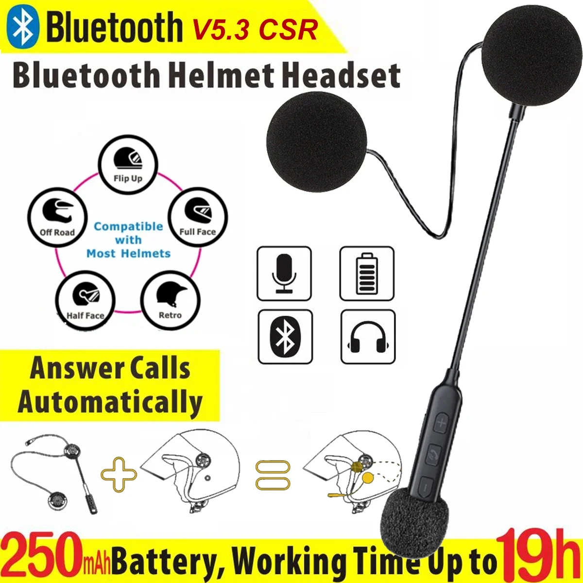 New-BT30S-Bluetooth-Anti-interference-Headset-For-Motorcycle-Helmet ...