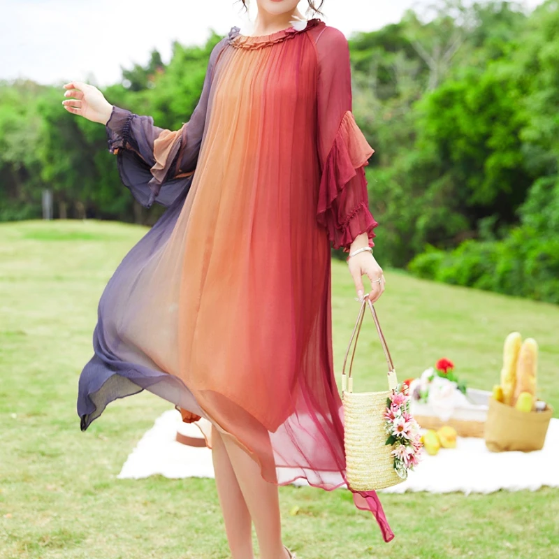 Vestidos de seda de morera para mujer, ropa holgada de alta calidad ...