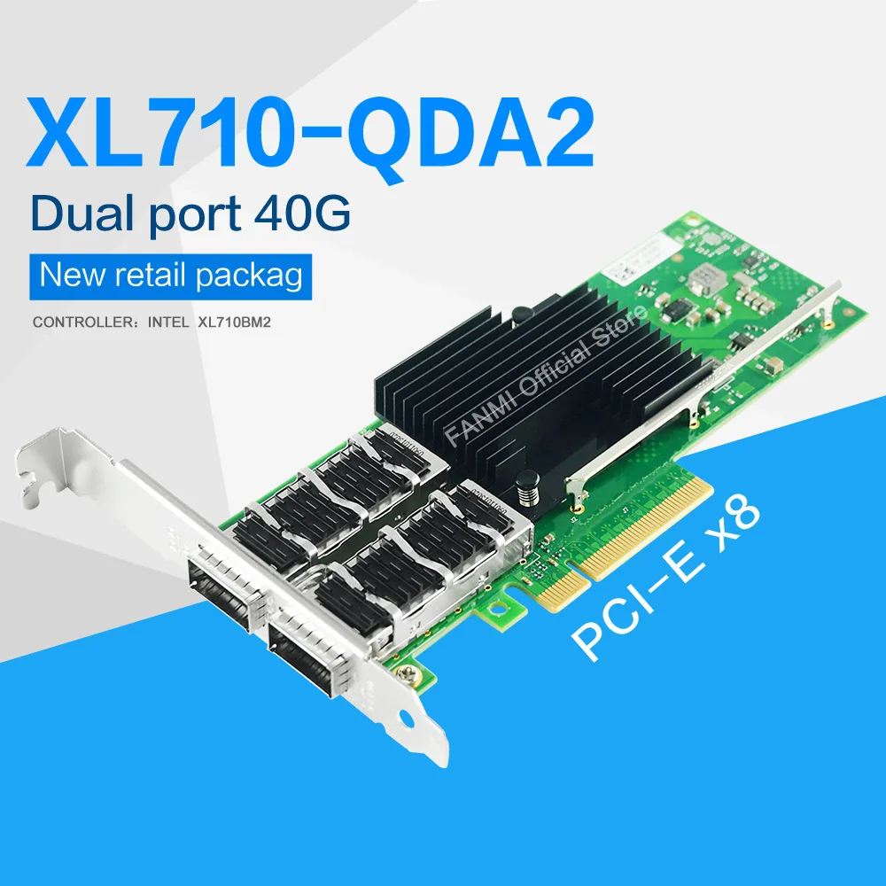 XL710-QDA2-QSFP+ 40G Dual Port PCIe3.0 X8 Network Card with Intel X710BM2/AM2 Chipet