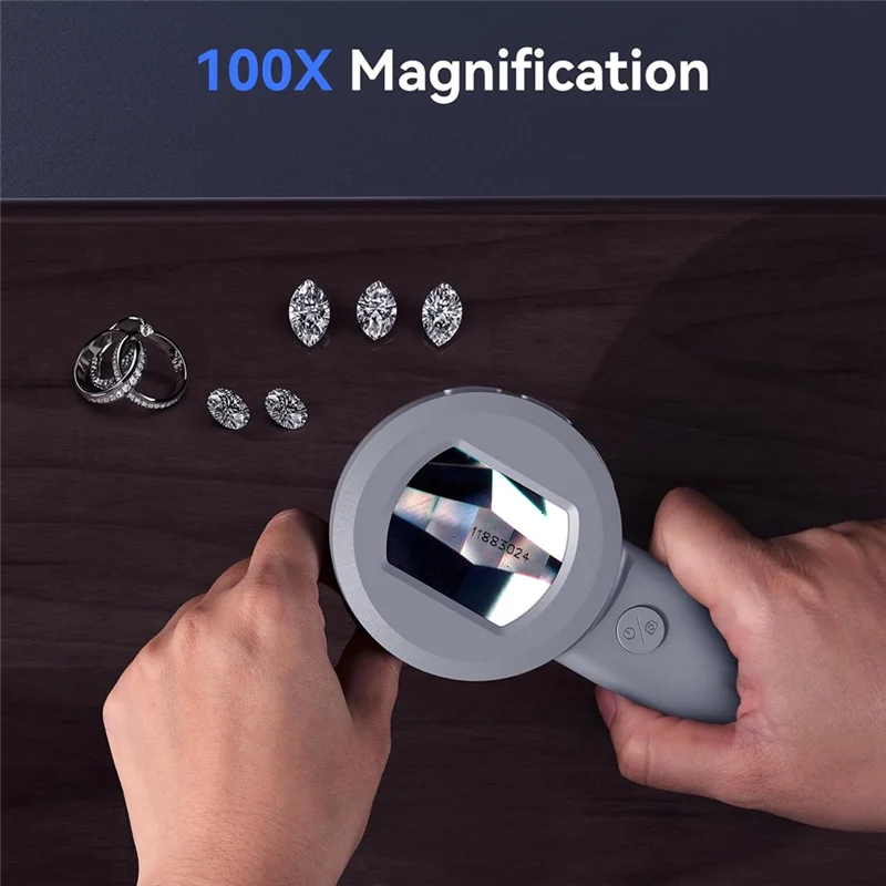 NEW-2Inch Digital Microscope 100X Zoom Magnifying Glass With Light Coin ...